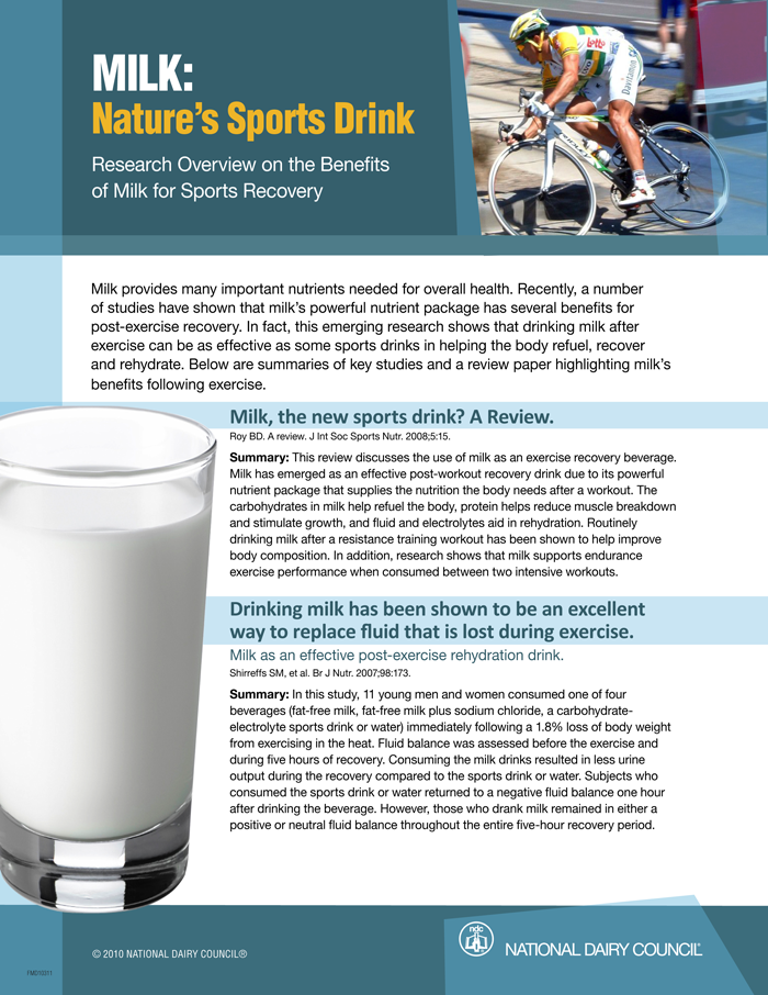 Research Overview on the Benefits of Milk for Sports Recovery | U.S. Dairy
